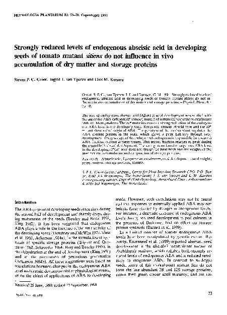 (PDF) Hormone mutants and seed dormancy in Arabidopsis and tomato ...