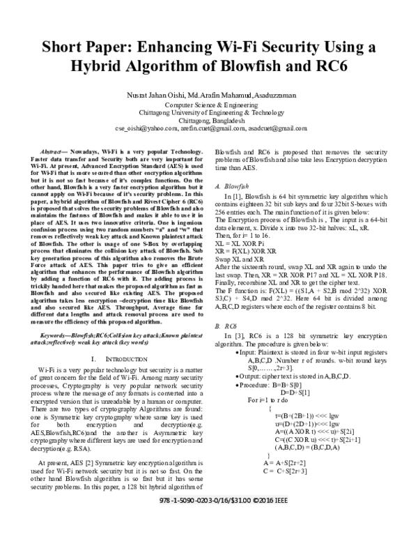 (PDF) Short Paper: Enhancing Wi-Fi Security Using a Hybrid Algorithm of ...