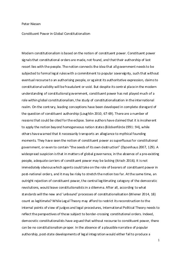 Constituent Power in Global Constitutionalism