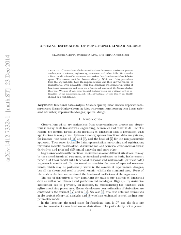 (PDF) Best estimation of functional linear models