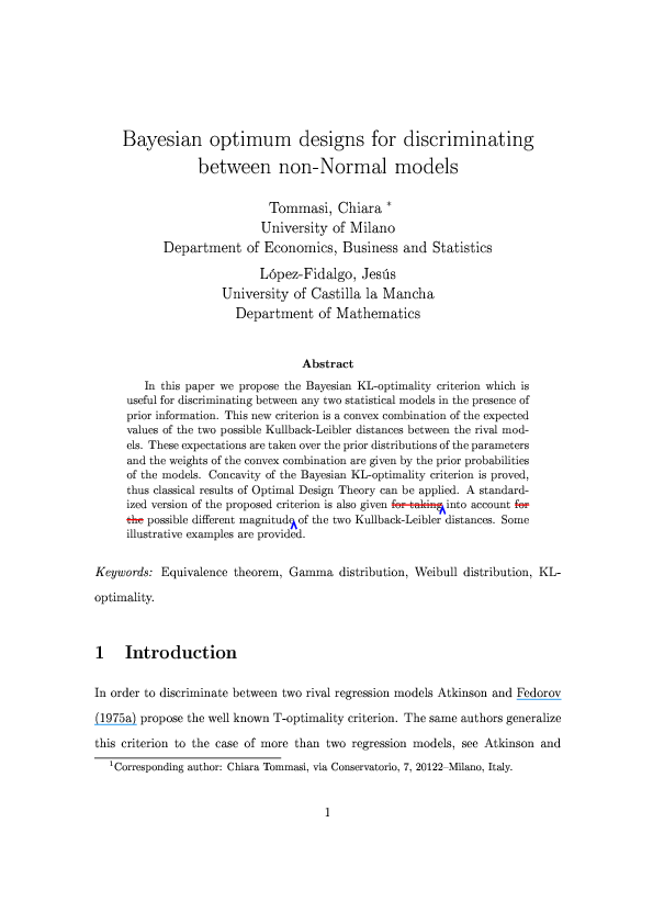 (PDF) Bayesian optimal designs for discriminating between non-Normal models