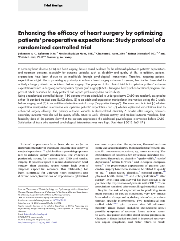 (PDF) Enhancing the efficacy of heart surgery by optimizing patients ...