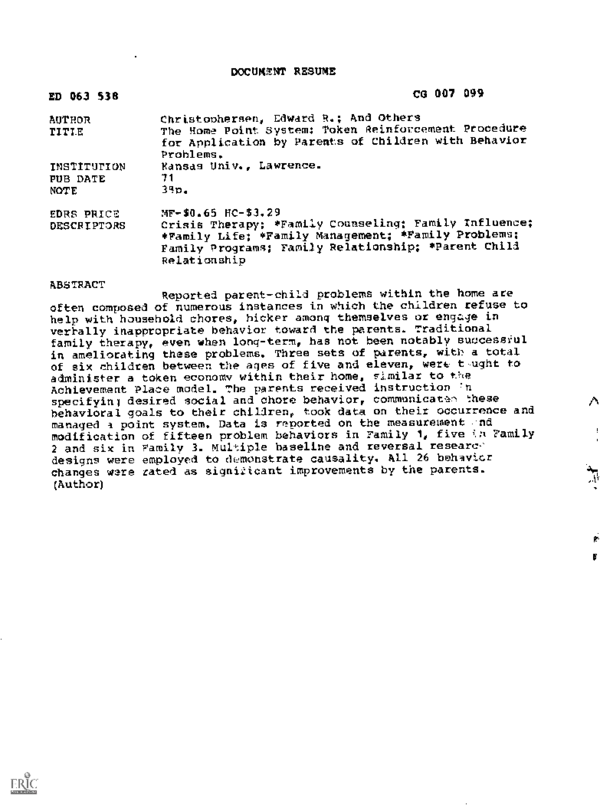 (PDF) The home point system: token reinforcement procedures for ...
