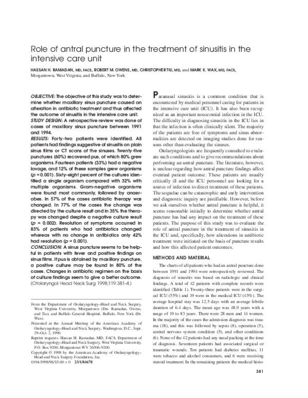 (PDF) Role of antral puncture in the treatment of sinusitis in the ...