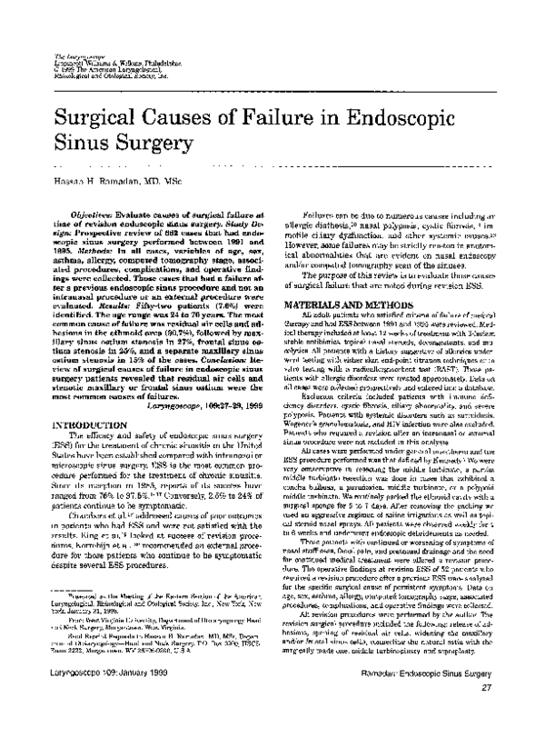 (PDF) Surgical Causes of Failure in Endoscopic Sinus Surgery