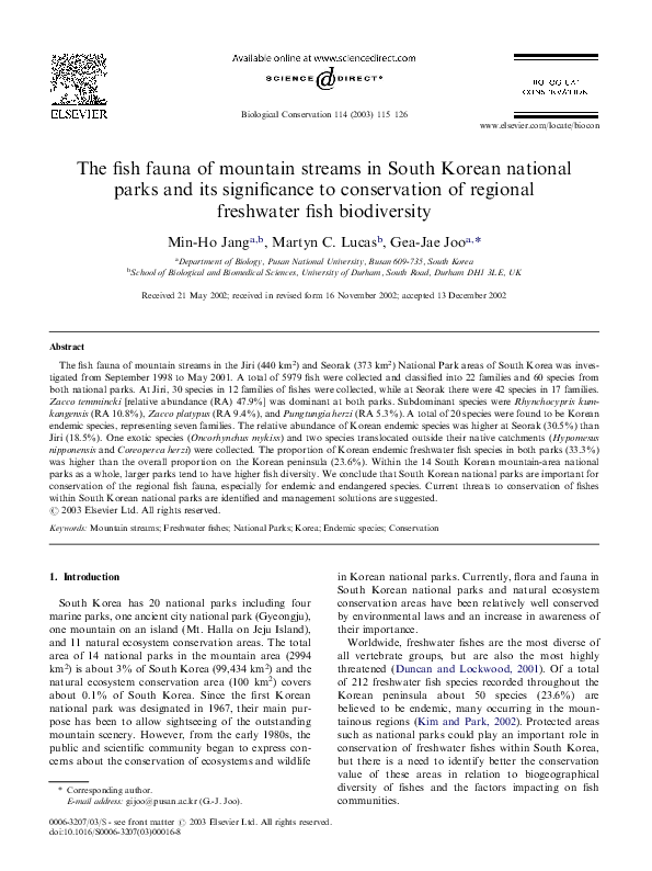 (PDF) Jang, M.-H., Lucas, M.C. & Joo, G-J. (2003) The fish fauna of ...