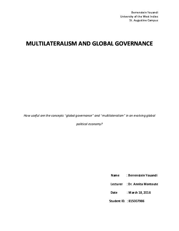 (PDF) MULTILATERALISM AND GLOBAL GOVERNANCE