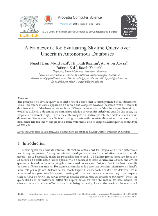 (PDF) A Framework for Evaluating Skyline Query Over Uncertain Autonomous Databases