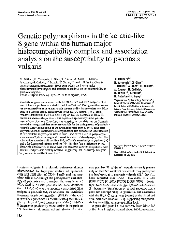 (PDF) Genetic polymorphisms in the keratin-like S gene within the human ...