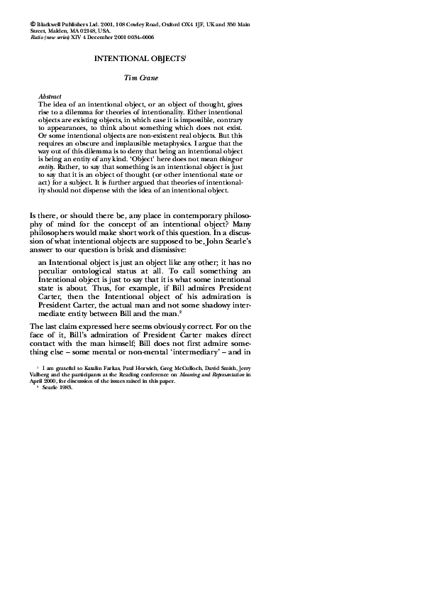 (PDF) Intentional Objects