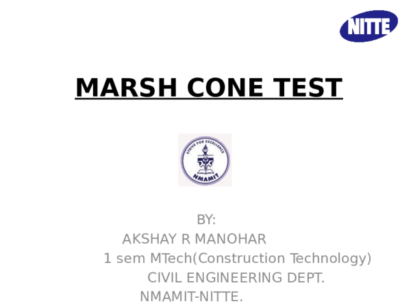(PPT) "Marsh Cone Test"- Principle, Procedure, Significance.