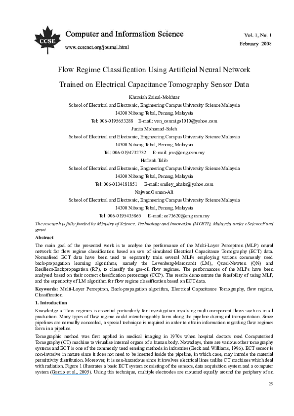 (PDF) Flow Regime Classification Using Artificial Neural Network Trained on Electrical ...