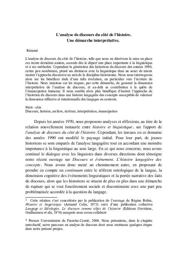 (DOC) L'analyse de discours du côté de l'histoire