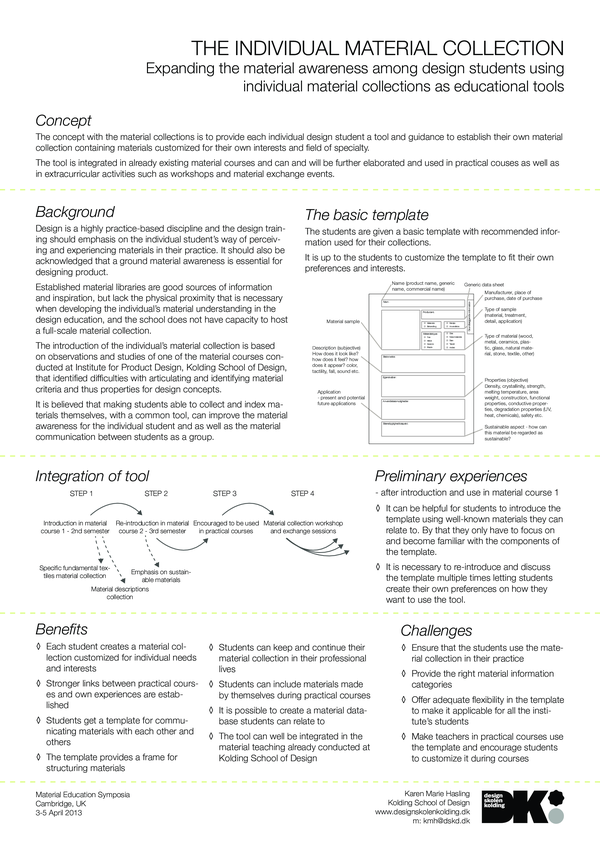 (PDF) THE INDIVIDUAL MATERIAL COLLECTION (poster) | Karen Marie Hasling ...