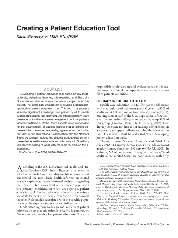 (PDF) Creating a Patient Education Tool