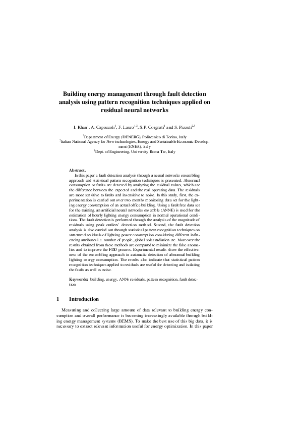 (PDF) Building Energy Management Through Fault Detection Analysis Using Pattern Recognition ...