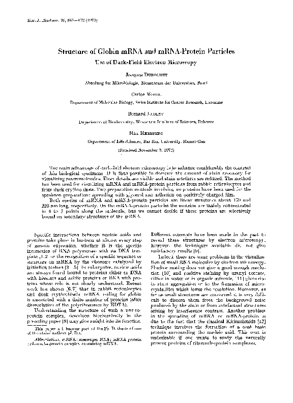 (PDF) Structure of Globin mRNA and mRNA-Protein Particles. Use of Dark ...