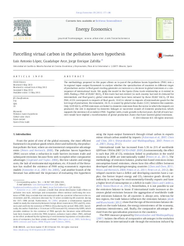 (PDF) Parcelling virtual carbon in the pollution haven hypothesis