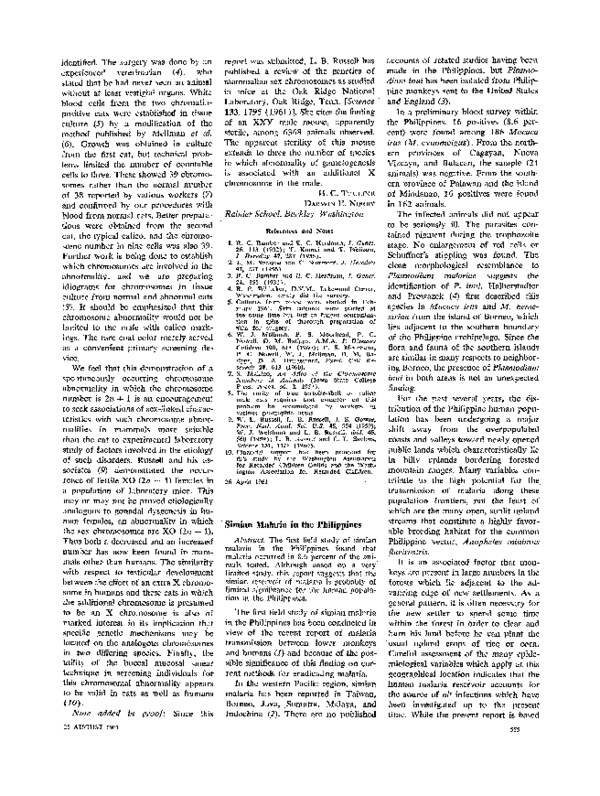 (PDF) Simian Malaria in the Philippines