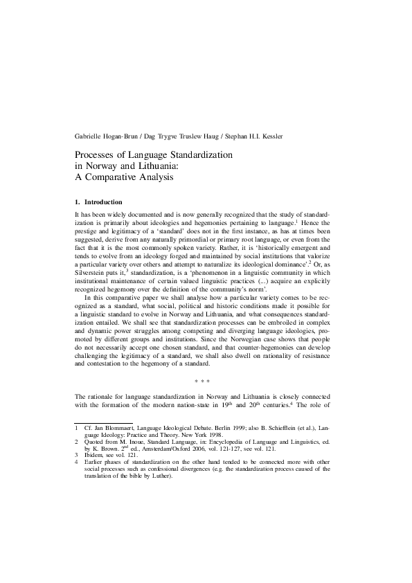 features of language standardization