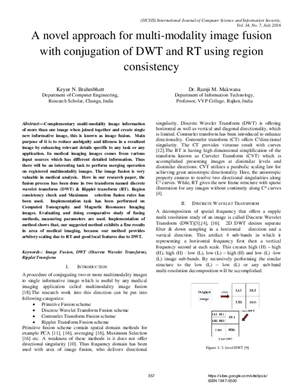 Pdf A Hybrid Approach Of Image Fusion Using Modified Dtcwt With High Boost Filter Technique