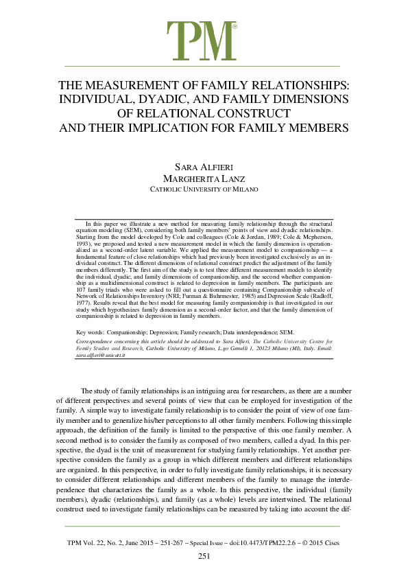 (PDF) The Measurement of Family Relationships: Individual, Dyadic, and ...