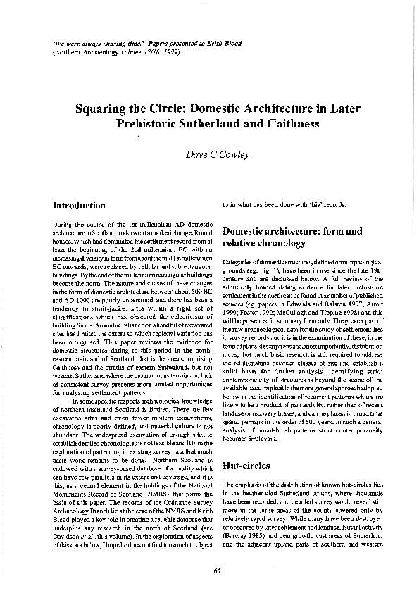 (PDF) Squaring the Circle: Domestic Architecture in Later Prehistoric ...