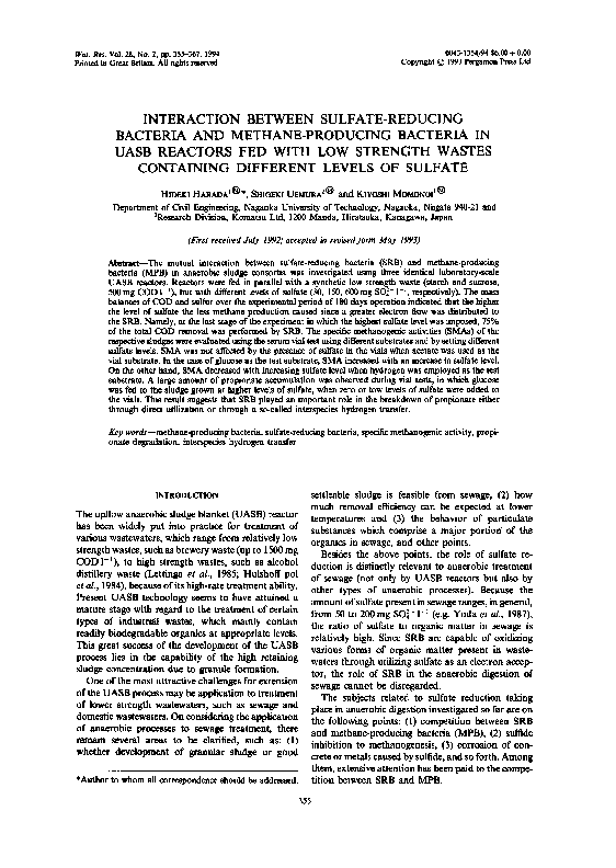 (PDF) Interaction between sulfate-reducing bacteria and methane-producing bacteria in UASB ...