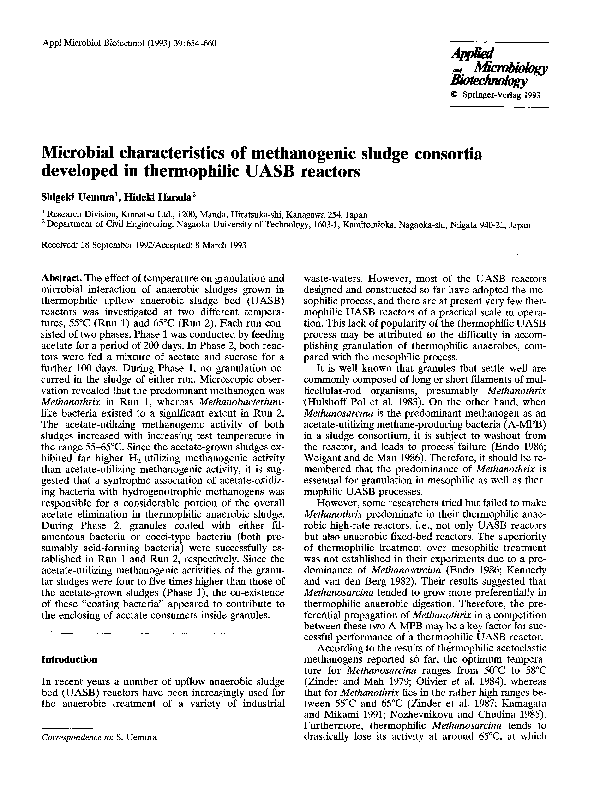 (PDF) Microbial characteristics of methanogenic sludge consortia ...