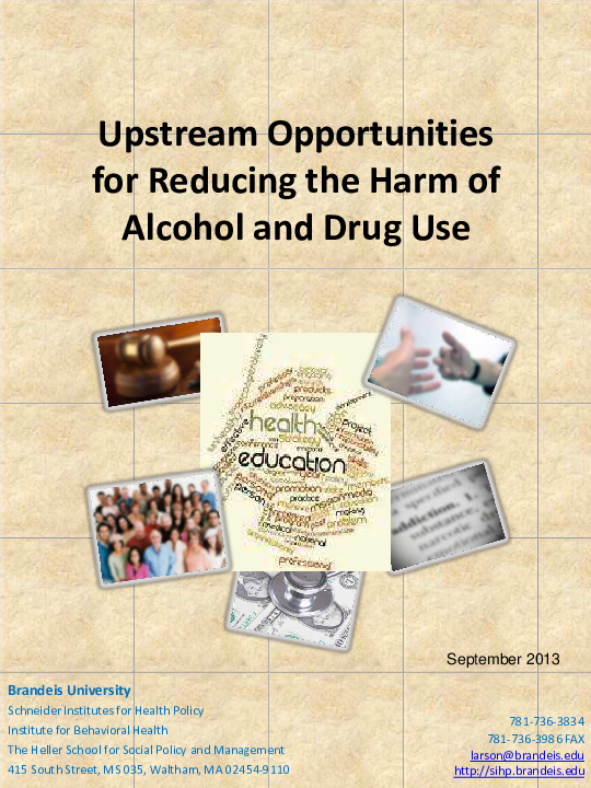 (PDF) Upstream Opportunities for Reducing the Harm of Alcohol and Drug Use