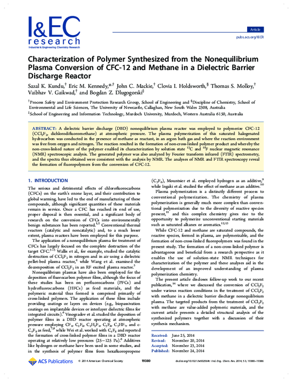 (PDF) Characterization of Polymer Synthesized from the Nonequilibrium ...