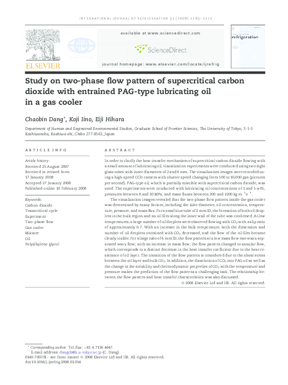 (PDF) Study on two-phase flow pattern of supercritical carbon dioxide ...