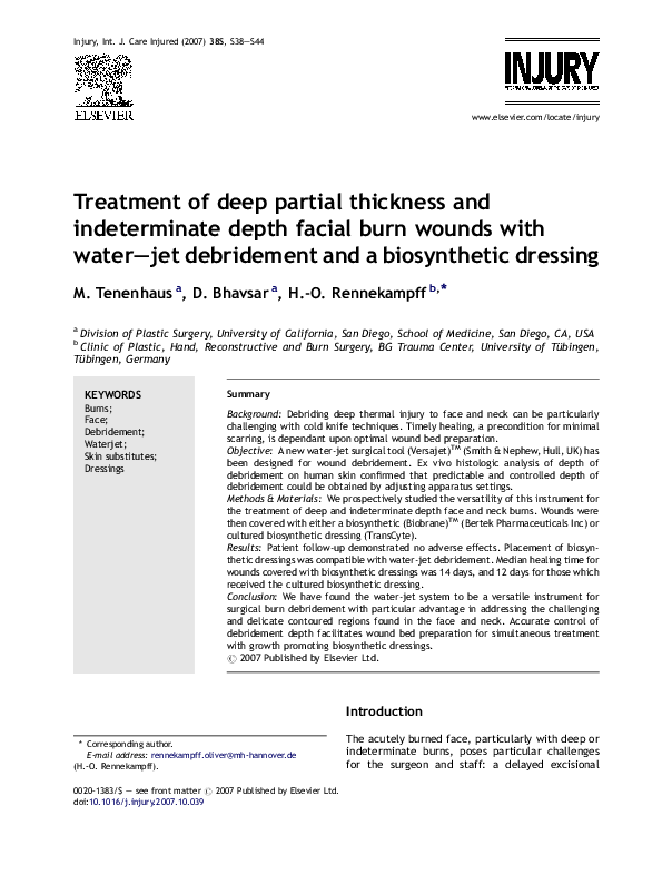 (PDF) Treatment of deep partial thickness and indeterminate depth ...