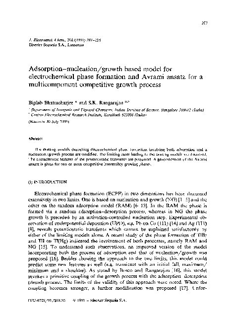 (PDF) Adsorption-nucleation/growth based model for electrochemical ...