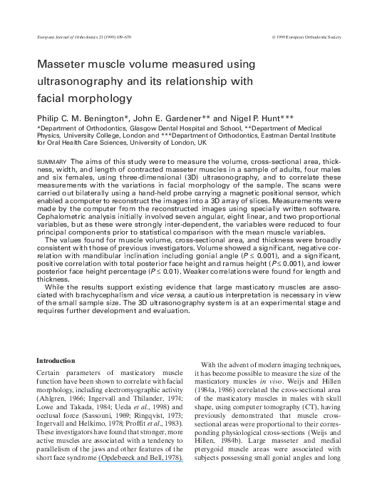 (PDF) Masseter muscle volume measured using ultrasonography and its ...