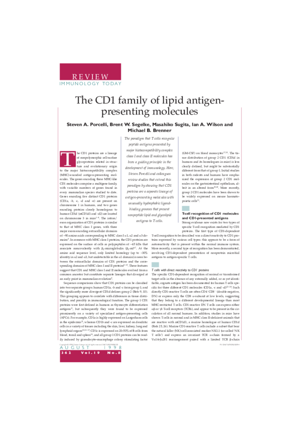 (PDF) The CD1 family of lipid antigen-presenting molecules