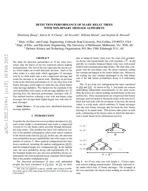Pdf Detection Performance Of M Ary Relay Trees With Non Binary
