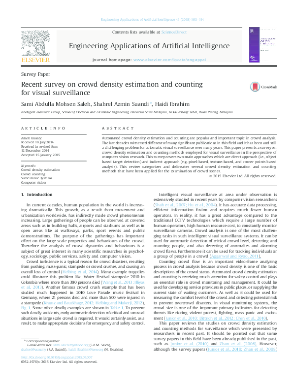 Pdf Recent Survey On Crowd Density Estimation And Counting For Visual Surveillance