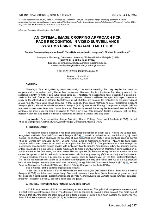 (PDF) An Optimal Image Cropping Approach for Face Recognition in Video Surveillance Systems ...