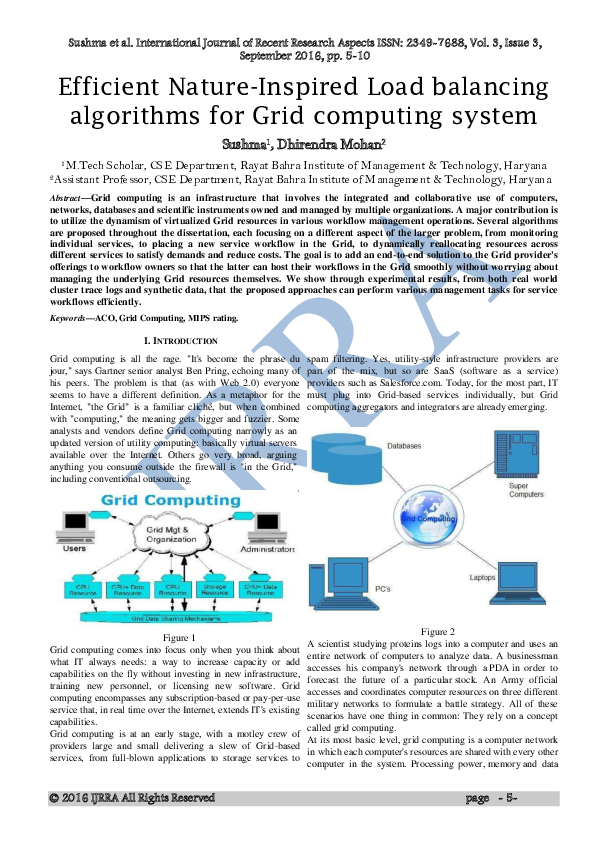 Pdf Efficient Nature Inspired Load Balancing Algorithms For Grid Computing System
