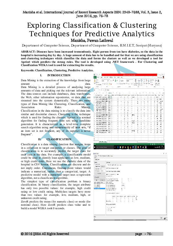 Pdf Exploring Classification And Clustering Techniques For Predictive Analytics
