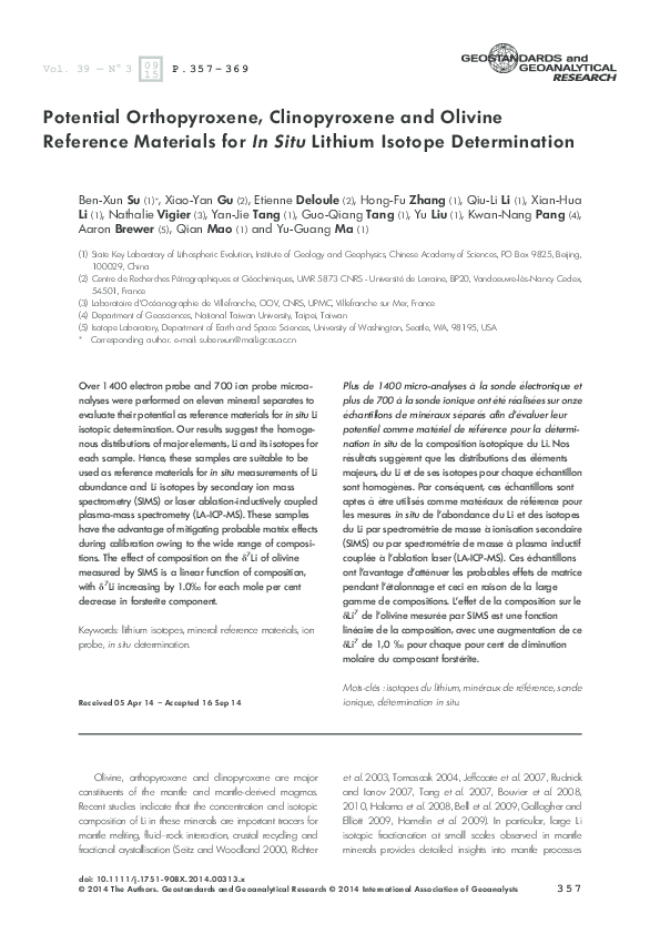 (PDF) Sodic Pyroxene and Sodic Amphibole as Potential Reference ...