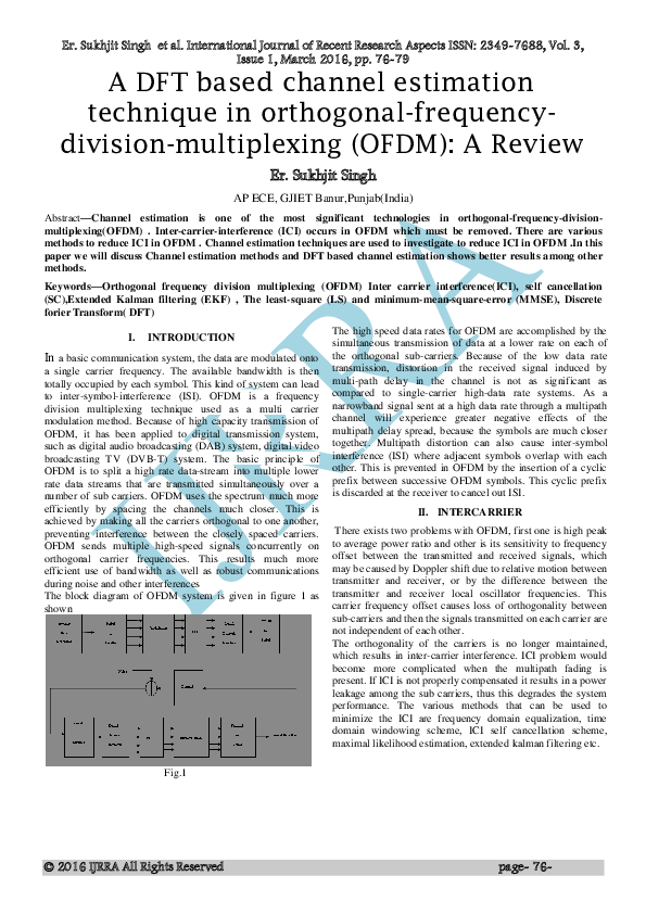 (PDF) A DFT based channel estimation technique in orthogonal-frequency- division-multiplexing ...