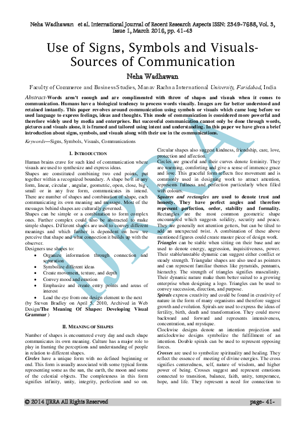 (PDF) Use of Signs, Symbols and Visuals- Sources of Communication