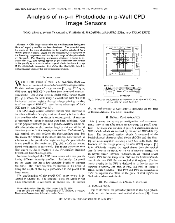 (PDF) Analysis of n-p-n photodiode in p-well CPD image sensors