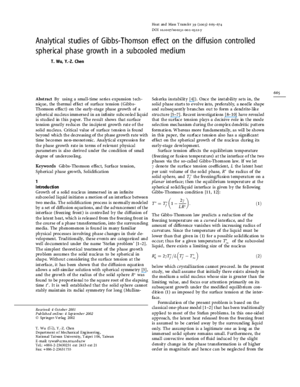 (PDF) Analytical studies of Gibbs-Thomson effect on the diffusion ...
