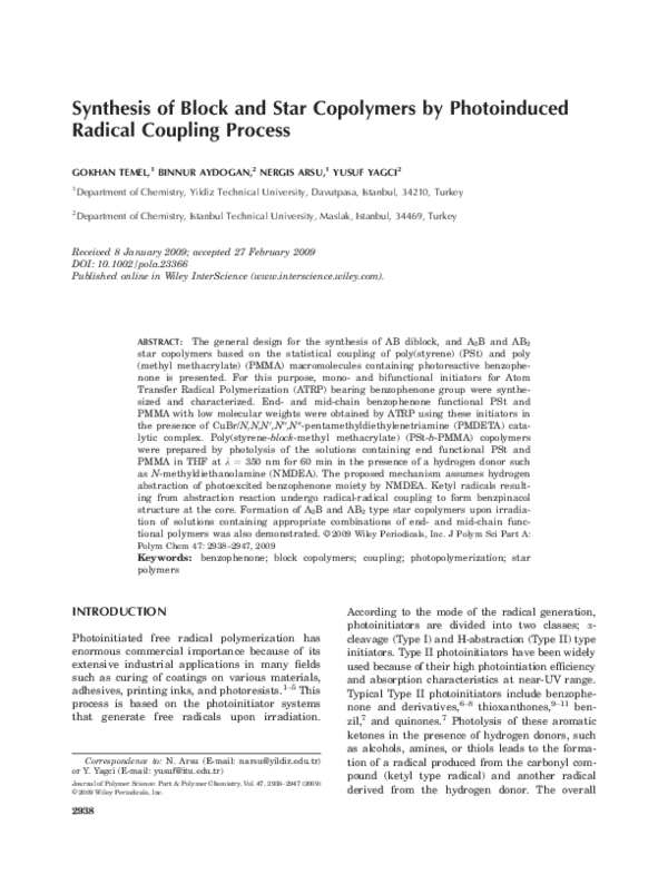 (PDF) Synthesis of block and star copolymers by photoinduced radical ...