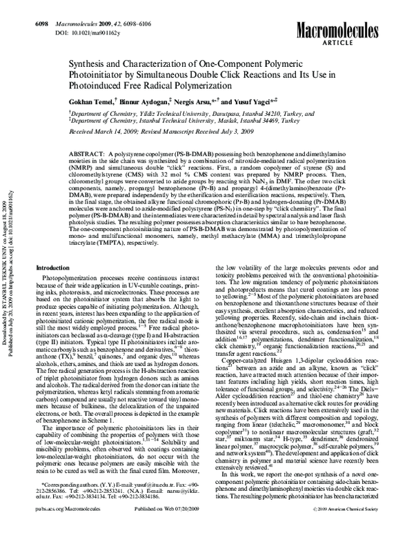 (PDF) Synthesis and Characterization of One-Component Polymeric ...