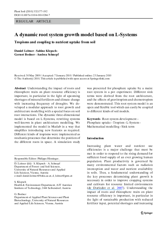 (PDF) A dynamic root system growth model based on L-Systems