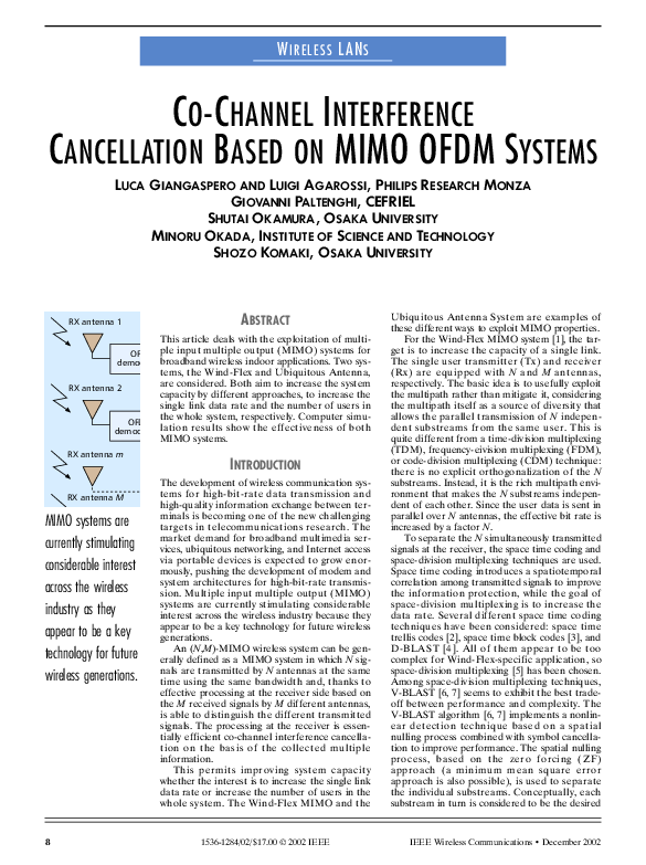 (PDF) Co-channel interference cancellation based on MIMO OFDM systems